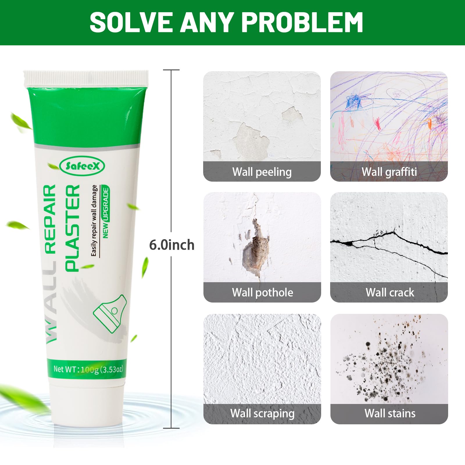 Drywall Repair Kit, 2 Pack Wall Mending Agent, Spackle Wall Repair Patch Kit with Scraper, Wall Surface Putty Repair Holes Fill and Quick Repair Crack for Home Wall by DOKLY