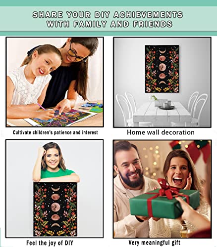 Diamond Painting Kits for Adults and Kids,The Moon and Flowers Under The Stars 5D DIY Diamond Painting 12x16Inch