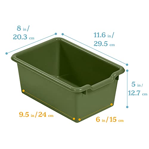 ECR4Kids Scoop Front Storage Bin, Multipurpose Organization, Hunter Green, 5-Piece