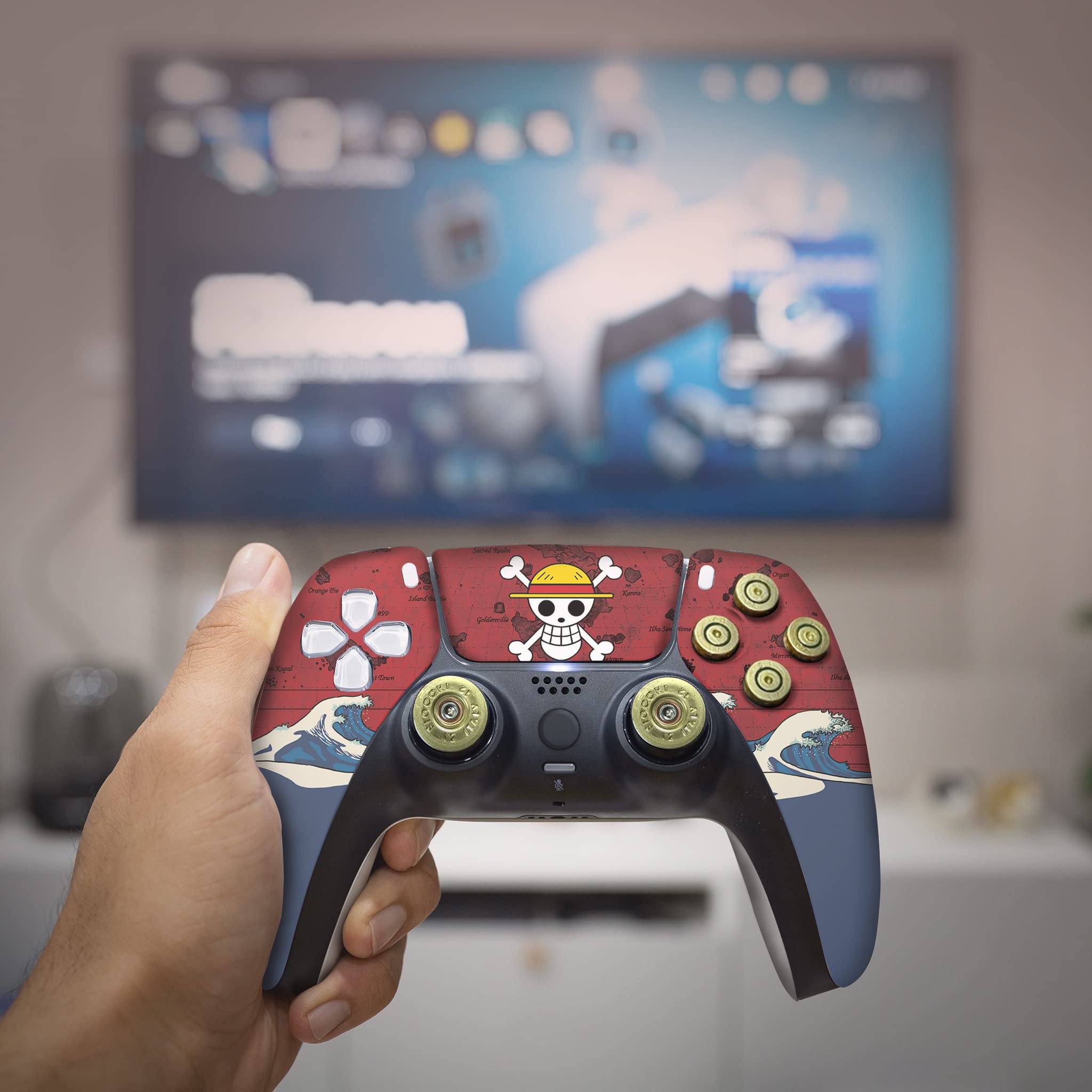 One Peice Bullet Custom PS-5 Controller Wireless compatible with Play-Station 5 Console by BCB Controllers | Proudly Customized in USA with Permanent HYDRO-DIP Printing (NOT JUST A SKIN)