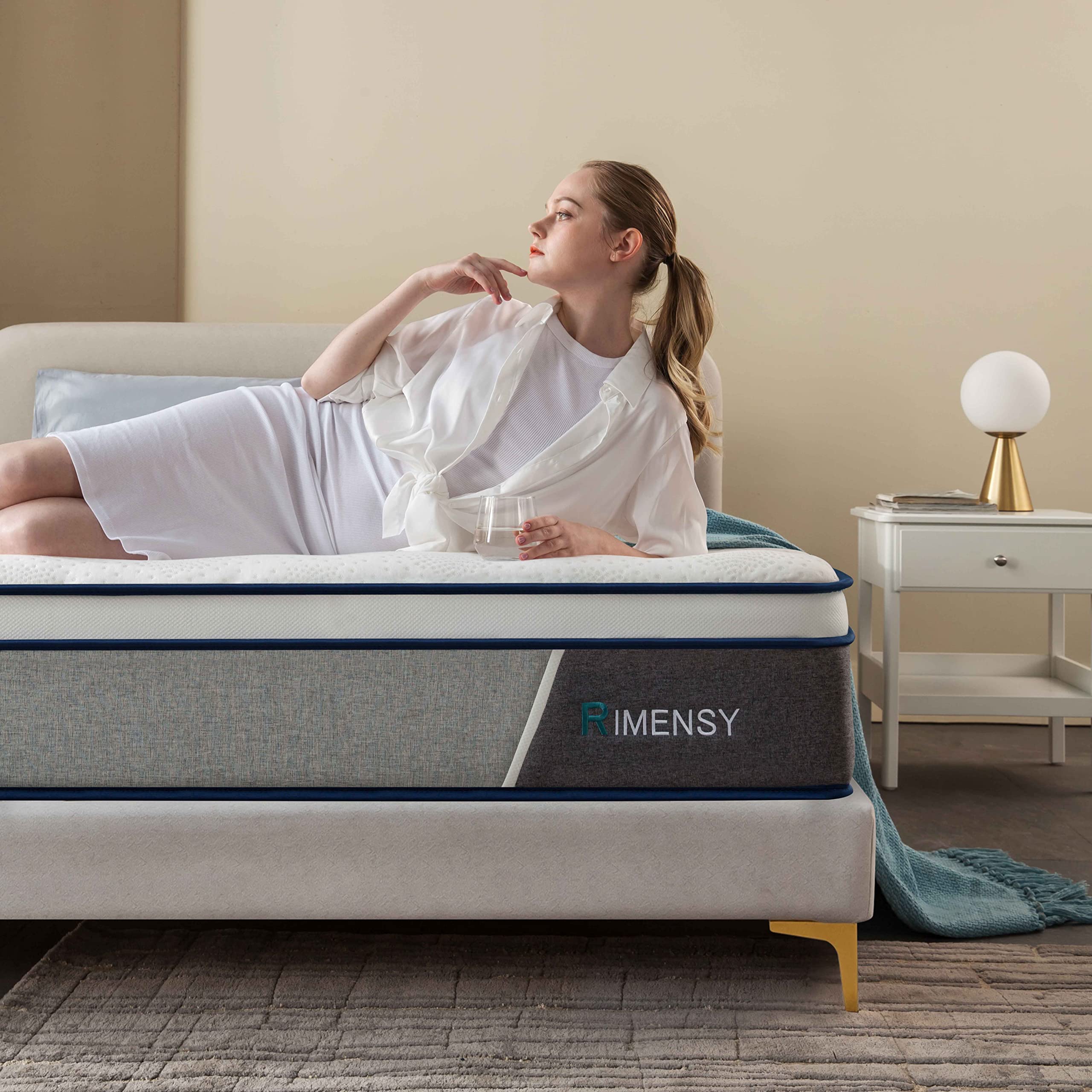 Rimensy Twin Mattress,10 Inch Hybrid Mattress in a Box,Gel Memory Foam Mattress,Individually Wrapped Pocket Coils Innerspring Mattress for Motion Isolation,Medium Firm,Twin Size Mattress,39"*75"*10"