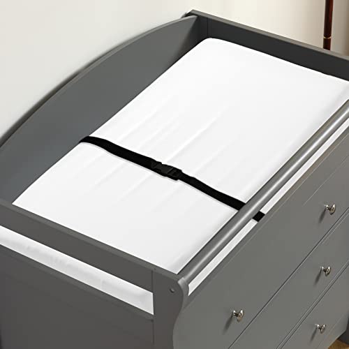 Karl home Changing Table Dresser Baby Diaper Changing Station Infant Nursing Table with 3 Drawers, Safety Rail & Strap for Bedroom, Nursery, Gray