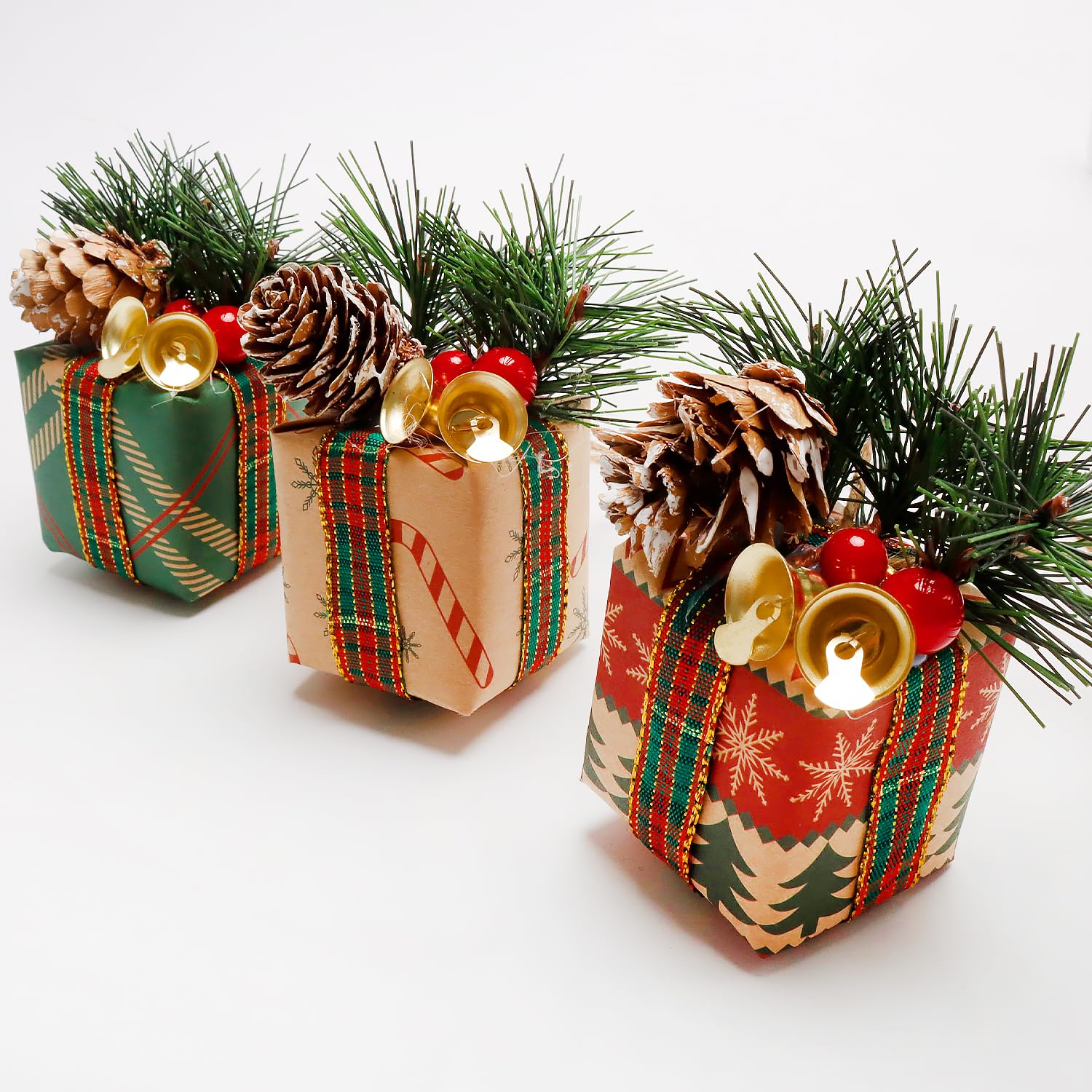Aydinids 14 Pcs Christmas Tree Mini Gift Boxes Hanging Decorations Christmas Tiny Boxes Ornaments Pendant for Xmas Tree Party Decor, Set C