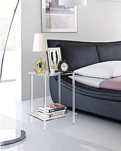KSacry Small Acrylic Side Table for Small Spaces, 3 Tier Clear Side Table,Small Nightstand/Bedside Table/End Table for Living Room, Bedroom, Bathroom,15.75" L x 11.81" W x 20" H