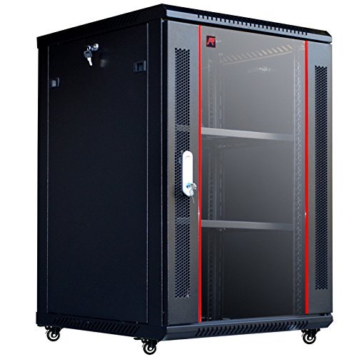 Sysracks 18U Wall Mount Network IT Server Cabinet Enclosure Data Cabinet Rack HQ Fully Equipped Shelf - Cooling Fan - 8-Way PDU - Wheels - 2 Shelves