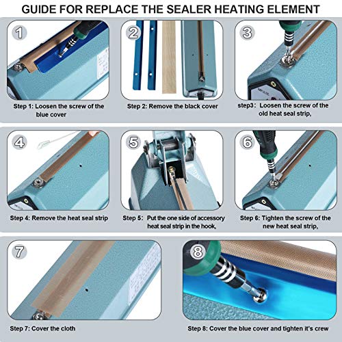 Honoson 10 Pieces Impulse Sealer Spare Repair Parts Kit Heating Element Service Heat Seal Strips Replacement Elements Compatible with F-400, FS-400, PFS-400