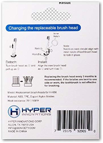 Sonicety Replacement Brush Heads for Sonicety HI-956, 4-Pack