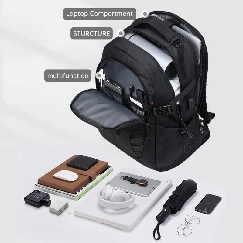 FILLOVE Laptop Backpack, Friendly Durable Travel Backpack with USB Port,Water Resistant Computer Bag Travel Business Backpack for 17 inch Laptop