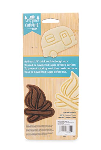 Camco 53369 Life Is Better at the Campsite Cookie Cutters - Perfect for Making Decorative Cookies - Includes (1) Campfire and (1) RV Cookie Cutter , White