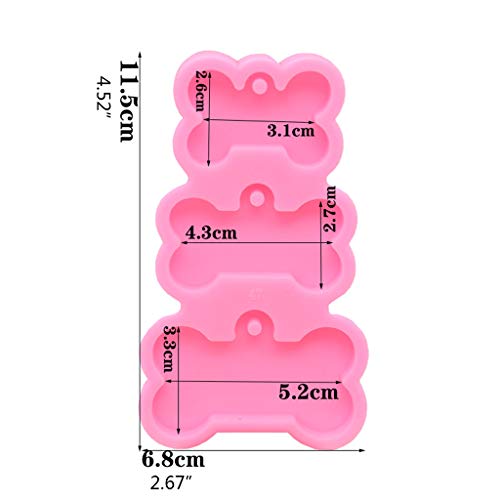 Diarypiece Pet Dogs Cats Tag Bone Shaped Keyring Epoxy Resin Mold,Key Chain Pendant Silicone Mould