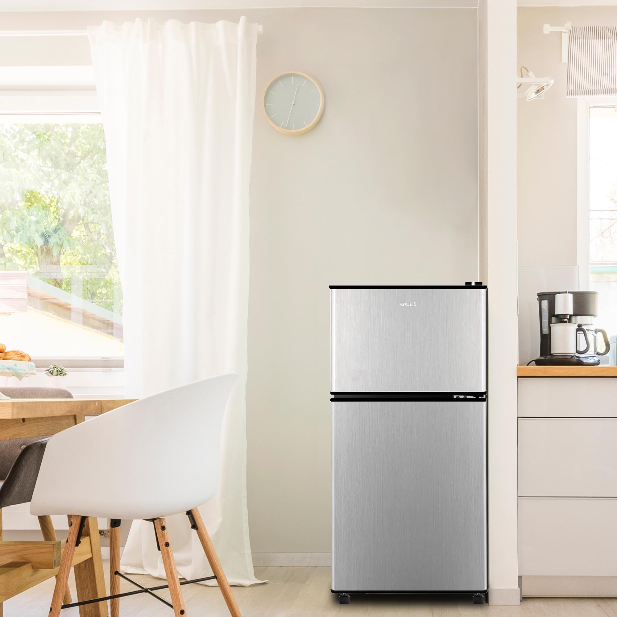 Anukis Mini Fridge with Freezer 3.2 Cu Ft 2 Door Mini Fridge for Apartment, Dorm, Office, Family, Basement, Garage - Retro Red