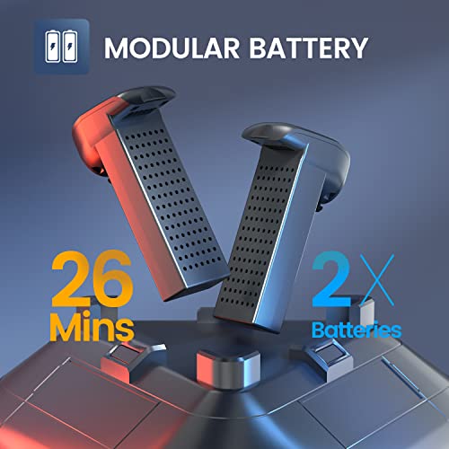 Holy Stone HS280 Foldable FPV Drone with Adjustable 1080P HD WiFi Camera, Lightweight RC Quadcopter for Kids Adults Beginner, 2 Modular Batteries, Auto Hover, Gravity Sensor, Voice Gesture Control