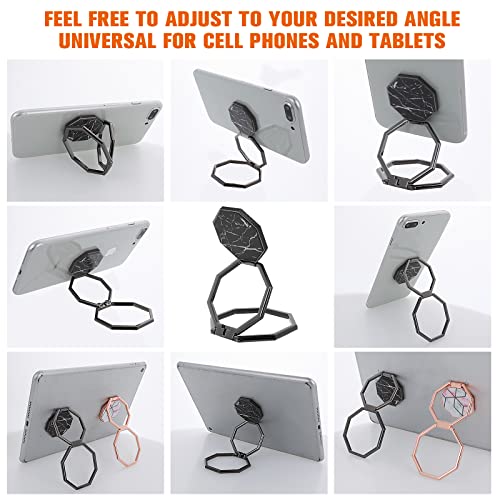 cobee Cell Phone Ring Holder Finger Kickstand, 360° Rotation Metal Cellphone Back Grip Foldable Cell Phone Stand Adjustable Phone Holder Compatible with Most Smartphones(Black Marbling)