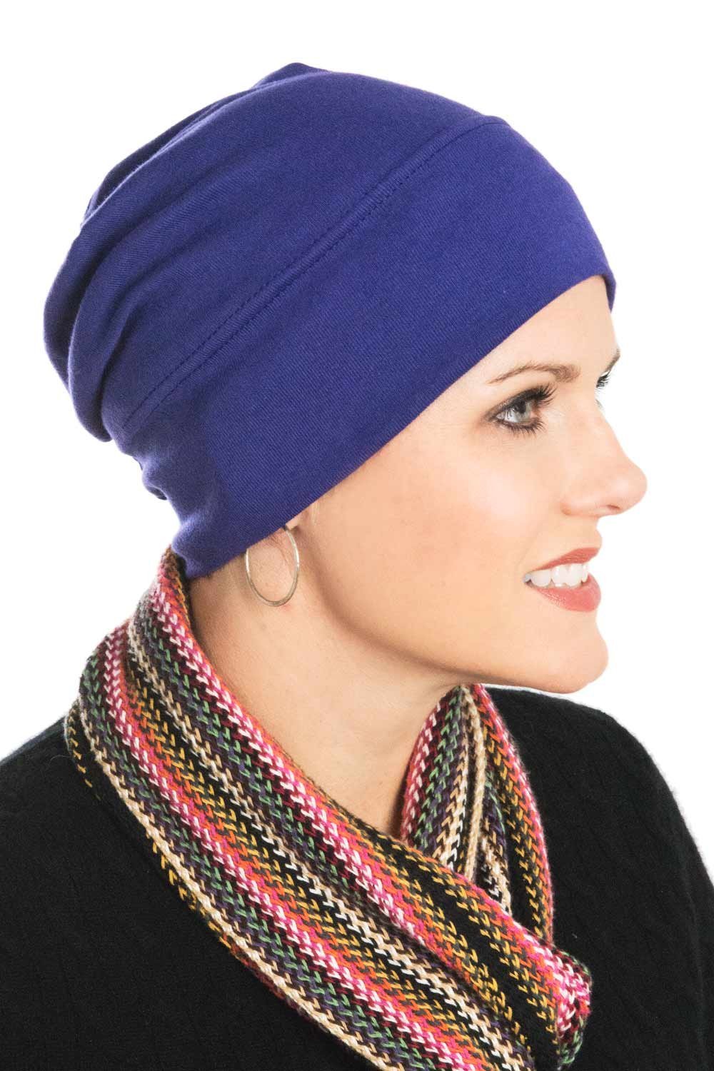 Headcovers Unlimited Cotton Relaxed Beanie-Caps for Women with Chemo Cancer Hair Loss Grey Heather