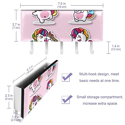 Cute Lovely Pink Unicorn Baby Rack Organizer with 5 Hooks Wall Bathroom Kitchen Shelf Rack Multifunctional Storage Shelf