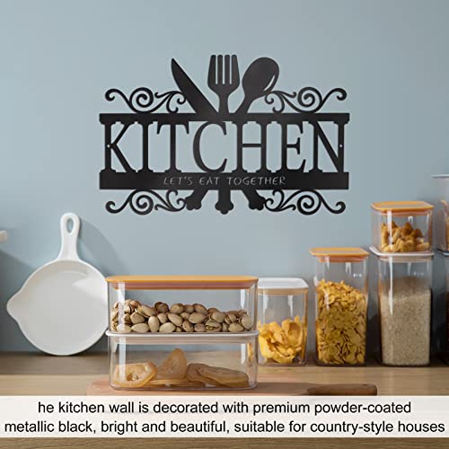 QUEEN KING Metal Kitchen Wall Decor, Kitchen Signs Wall Decor, Rustic Metal Kitchen Decor Sign, Country Farmhouse Wall Art Decoration for Home, Kitchen or Dining Room 13.8 x 8.8 Inches (Black)