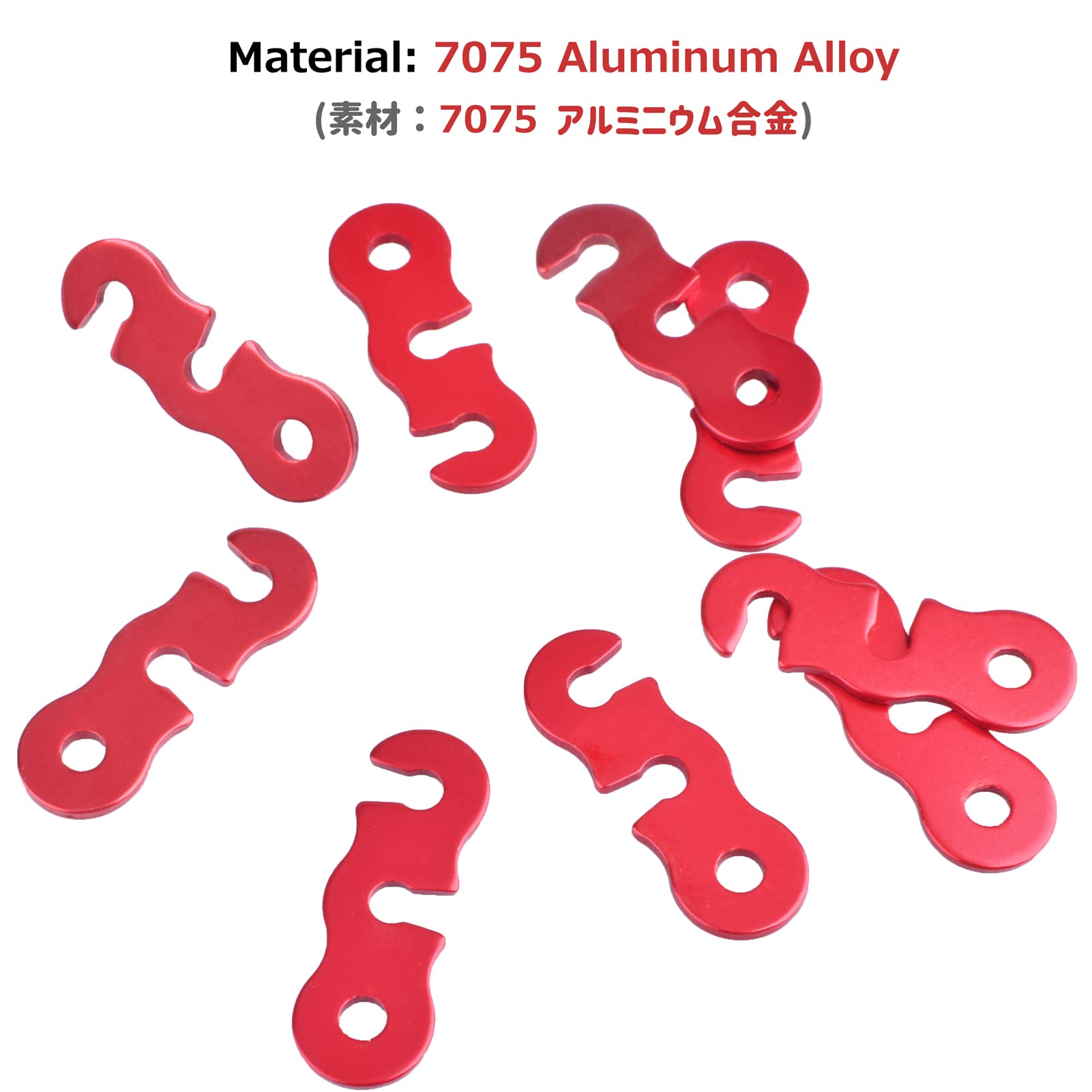 Azarxis Aluminum Alloy Paracord Tensioners Rope Adjuster, Ultralight Strong Tent Guyline Cord Adjuster Wind Rope Buckle (Red (Triangle Shape) - 12 Pack)
