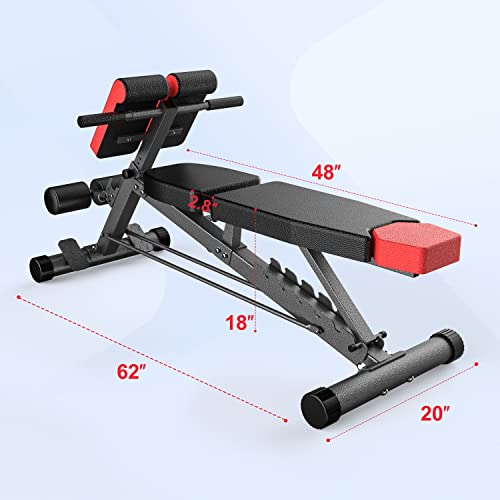 Finer Form Multi-Functional FID Weight Bench for Full All-in-One Body Workout β Hyper Back Extension, Roman Chair, Adjustable Sit up Bench, Incline, Flat & Decline Bench. Perfect with adjustable dumbbell set, barbell weight set or bench press