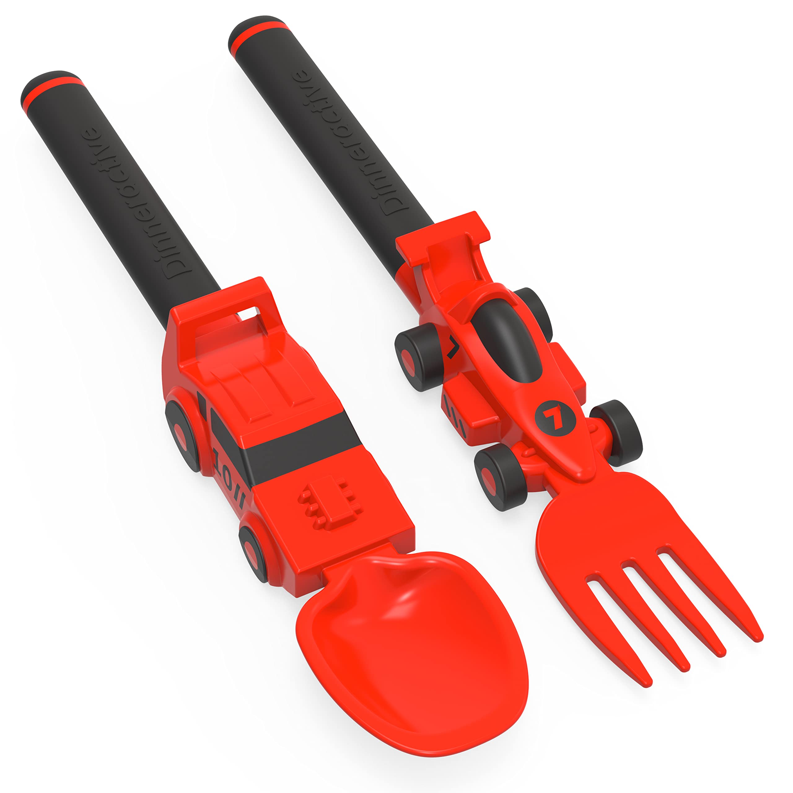 Dinneractive Utensil Set for Kids ā Red Race Car Themed Fork and Spoon for Toddlers and Young Children ā 2-Piece Set