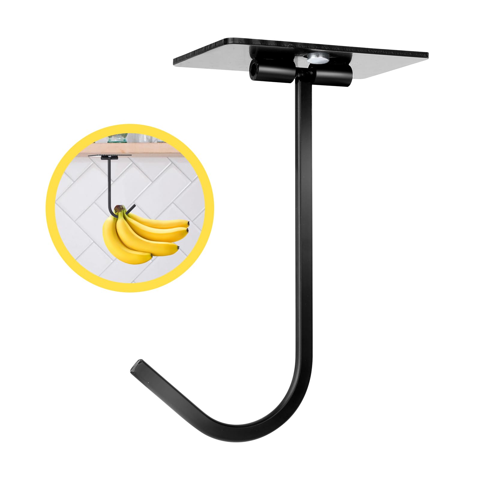 DAJIANG Self Adhesive Banana Hook, Foldable Metal Banana Hanger Hook Under Cabinet to Keep Bananas Fresh, Banana Holder for Bananas or Other Kitchen Items (1)
