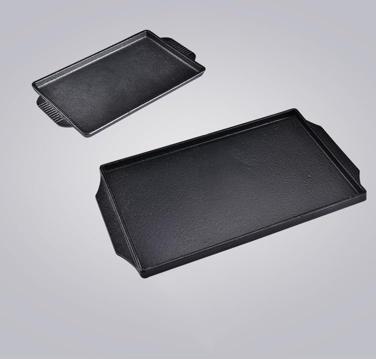 SZTNKSKJ Steak plate sizzle platter cast iron cast iron bakeware cast iron square pan cast iron skillets cast iron platter pan for roti (rectangle 19cm*12cm)