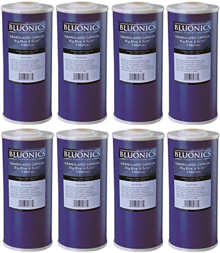 BLUONICS Carbon Replacement Water Filters 8pcs GAC Granulated 4.5" x 10" Cartridges for Chlorine, Taste and Odor