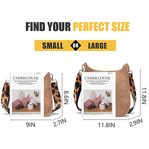NOL Natural Organic Lifestyle Women Crossbody Handbag Retro Vegan Leather Messenger Bag with Romovable Leopard Shoulder Strap (New mustard small)