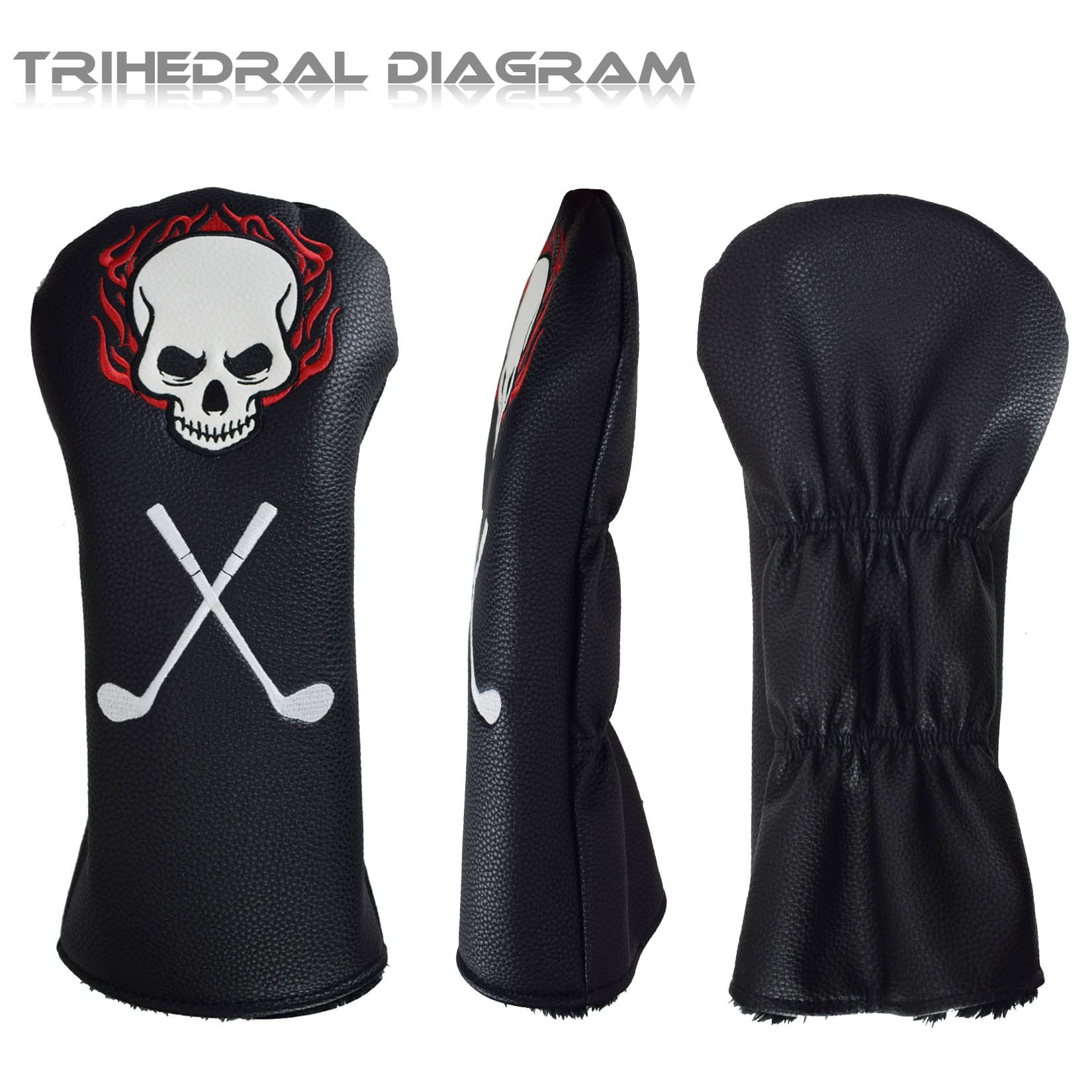 Asports Use Golf Head Cover, Golf Skull Skeleton Club Head Cover Fits Driver Fairway Wood Hybrid with Interchangeable Number Tag