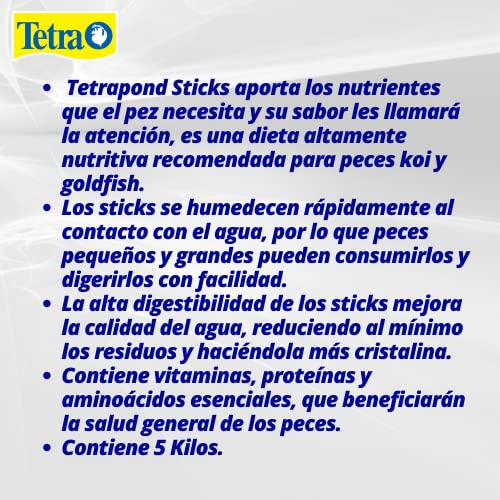 TetraPond Pond Sticks 11 Pounds, Pond Fish Food, For Goldfish And Koi, 11.00 lb, 40 L (16457)