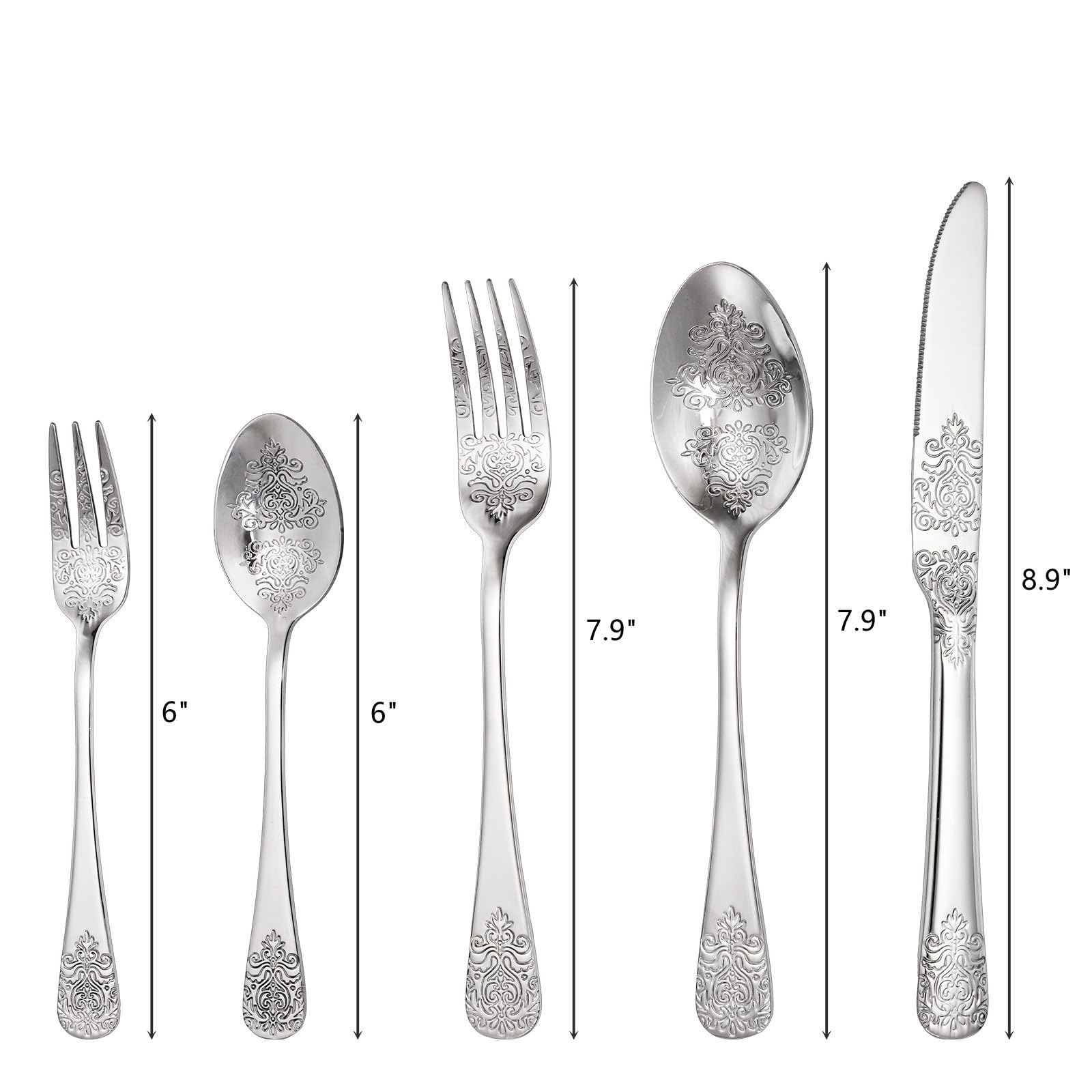 ZEAYEA 30 Pieces Silverware Set for 6, Stainless Steel Flatware Set, Embossed Design Kitchen Cutlery Set Includes Forks Knives Spoons for Home Festival Wedding Parties, Dishwasher Safe