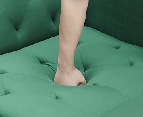 ERYE Futon Sofa Loveseat Convertible Sleeper Couch Bed for Small Space Apartment Office Living Room Furniture Sets Sofabed, Green Velvet 69.7"