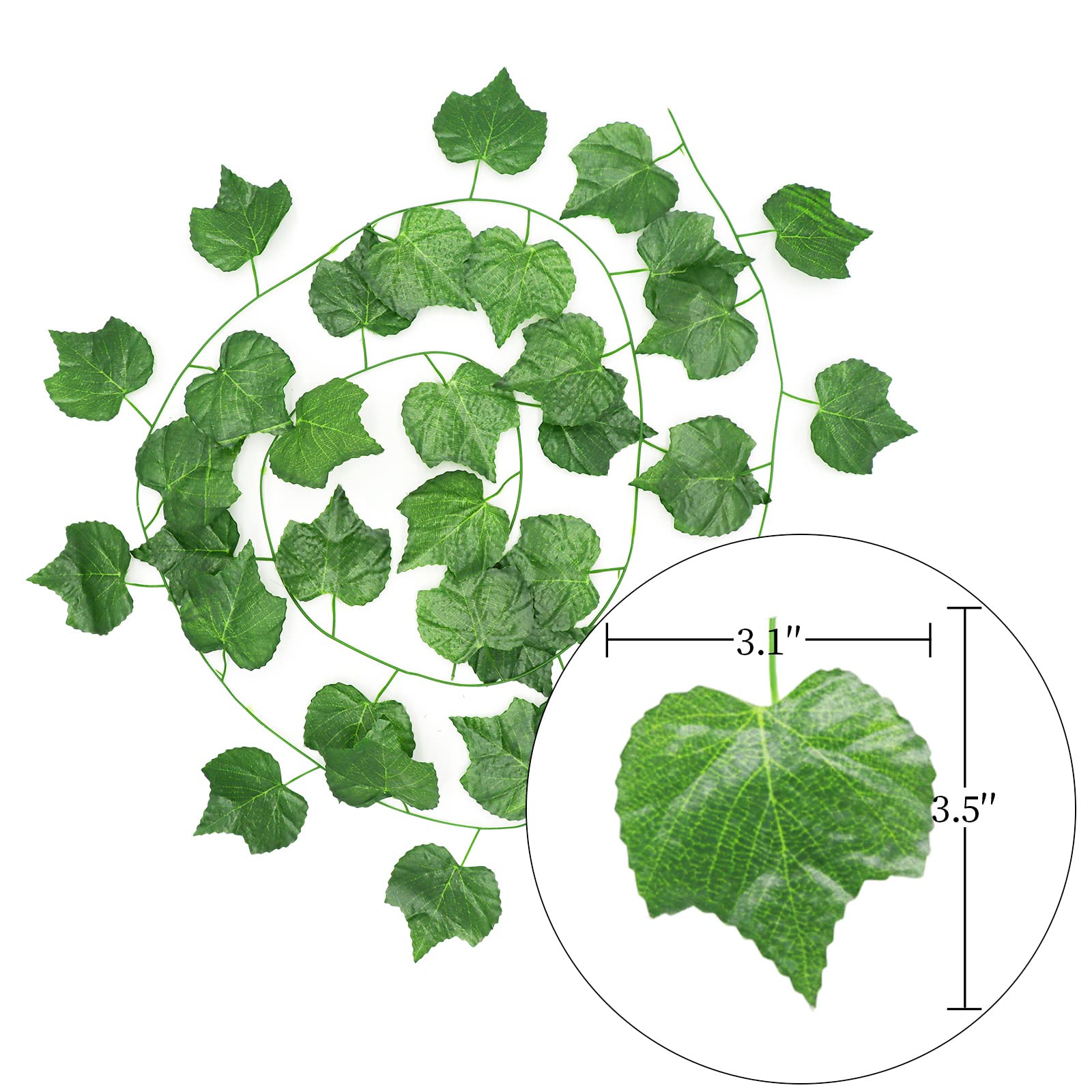 HECATY 12 Strands 87 Ft Fake Vines, Artificial Greenery Garland Hanging Ivy Leaf Plant for Wedding Party Bedroom Home Decor Baby Shower