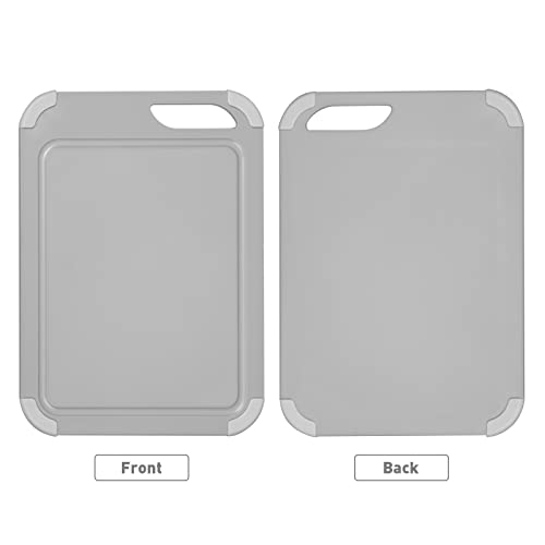 CompactStone Cutting Boards for Kitchen Plastic Cutting Board Set of 3 Dishwasher Safe Cutting Boards with Juice Grooves Thick Chopping Boards for Meat Veggies Fruits Easy Grip Handle Non-Slip
