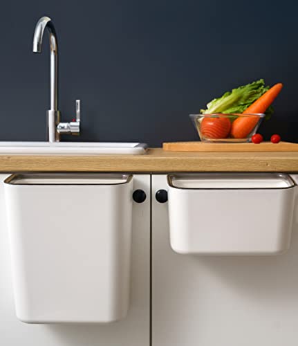 Hanging Trash Can for Kitchen Cabinet Door, Wall Mounted Garbage Bin for Bedroom Bathroom RV (2.2 Gallon/ 8.4L)