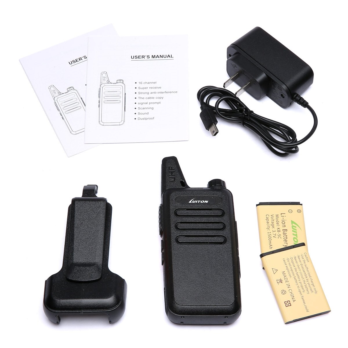Walkie Talkies LT-316 GMRS Outdoor Camping Hiking Hunting Uhf Mini Walkie Talkies 3 Watts Output 5-10 Miles Range Micro USB Charging Amateur Two Way Radio (Pair) (Black)