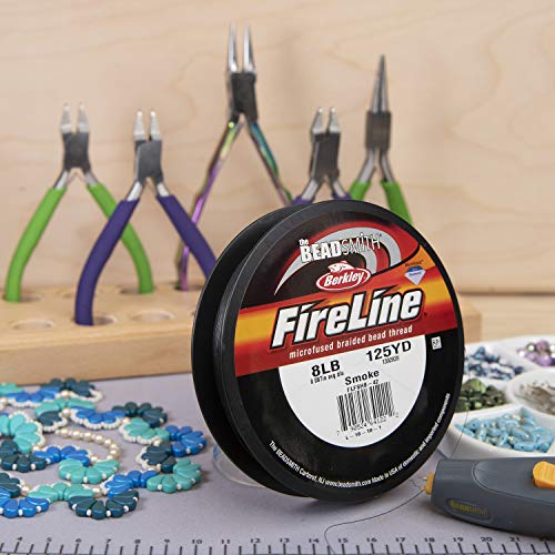 The Beadsmith Fireline by Berkley β Micro-fused Braided Thread β 8lb. Test, .007β/.17mm Diameter, 125 Yard Spool, Smoke Grey β Super Strong Stringing Material for Jewelry Making and Bead Weaving