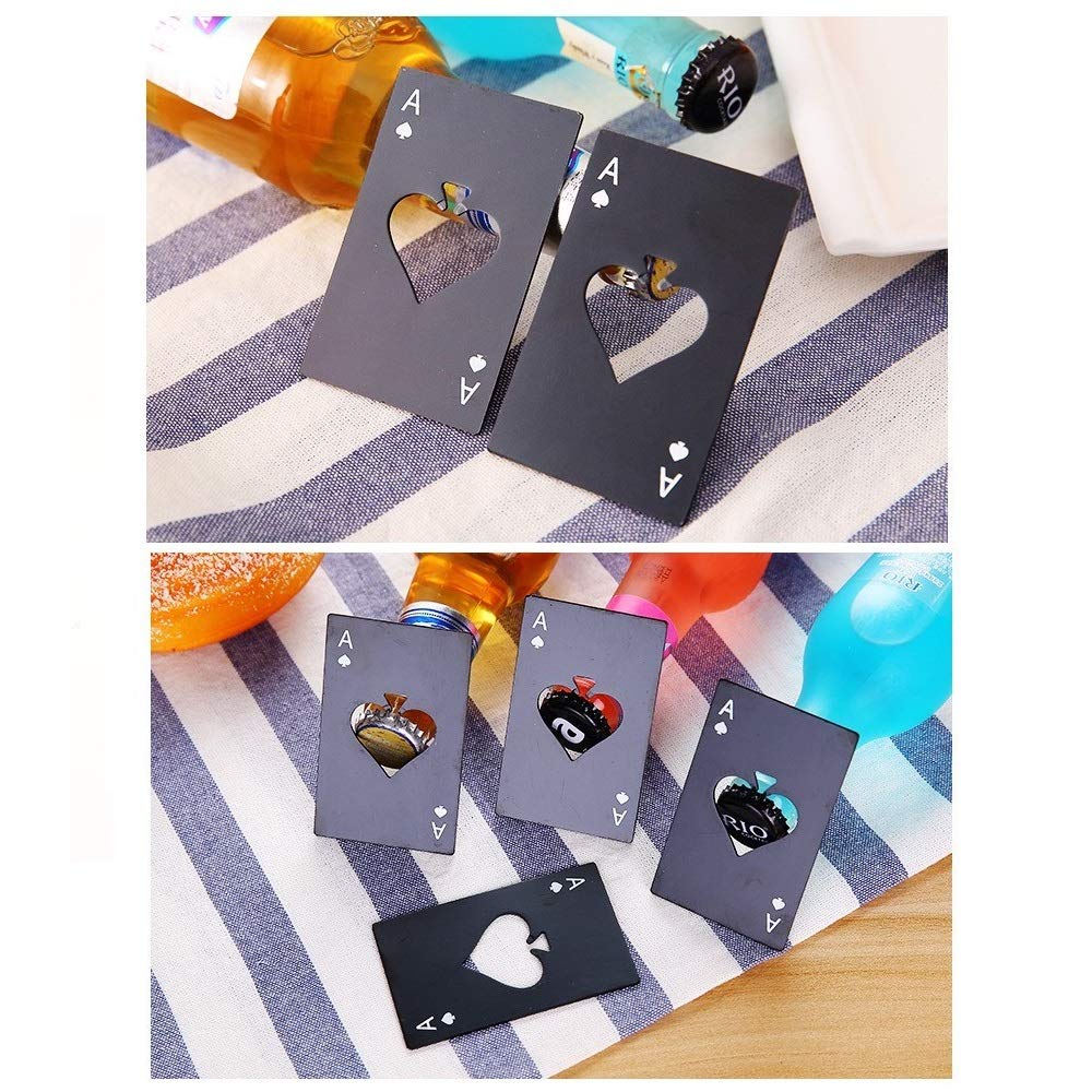 CheeseandU 12pcs Bottle Opener, Stainless Steel Spades A Creative Poker Shaped Casino Bottle Opener Suits for Wallet Beer Bottle Opener Beer Starter,Black