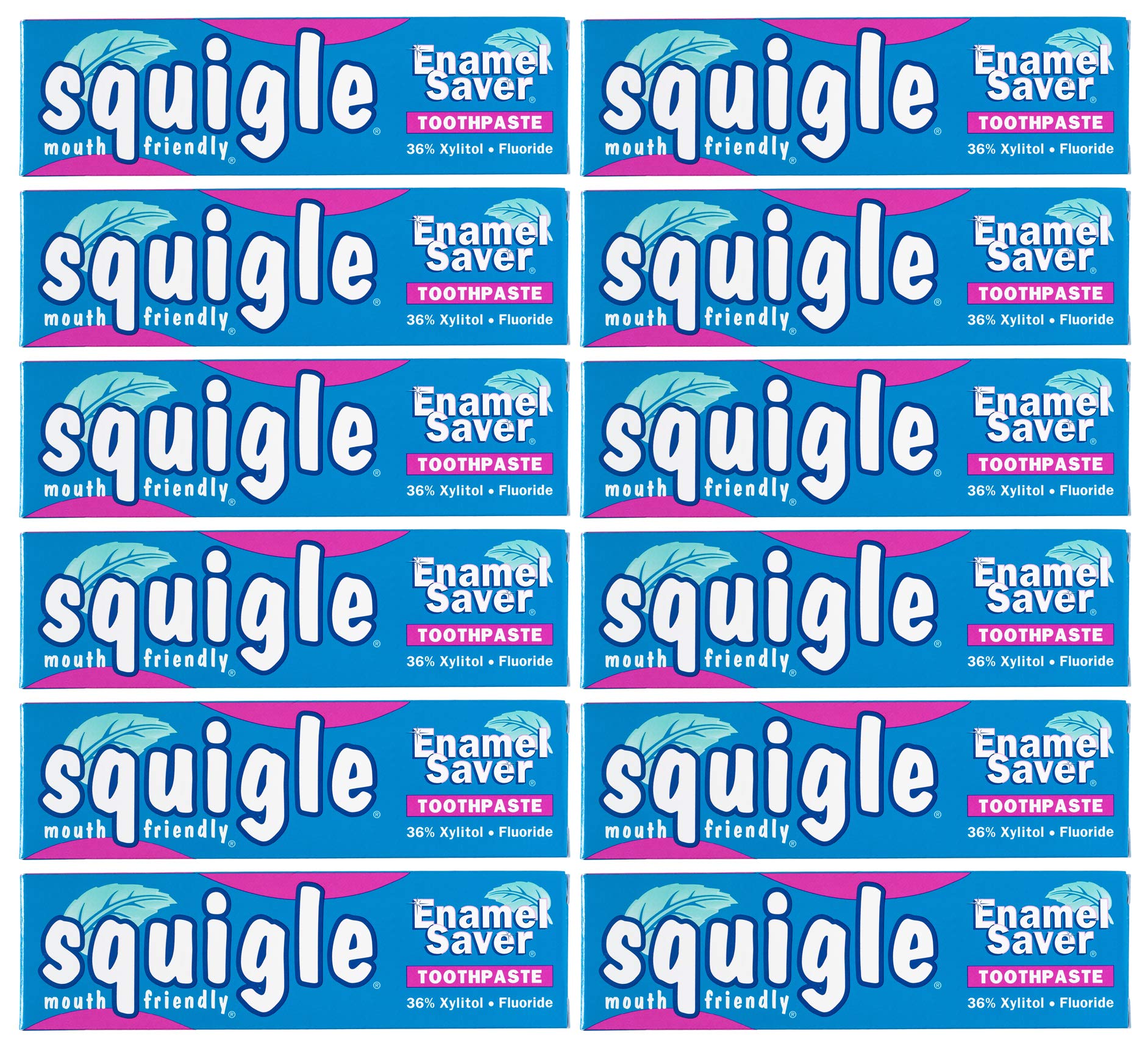 Squigle Enamel Saver Toothpaste (Canker Sore Prevention & Treatment) Prevents Cavities, Perioral Dermatitis, Bad Breath, Chapped Lips - 12 Pack