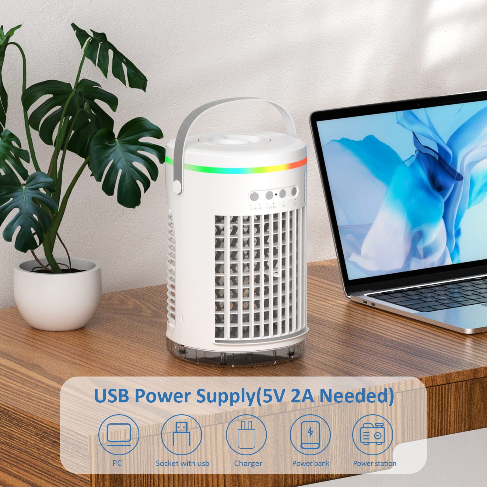Portable Air Conditioner Fan, SKARIF Cooling Fan, Timer 3 Wind Speeds Air Cooler Fan, Personal Evaporative Cooler 2 Wind Modle Humidifier AC, Summer Quiet Fan with Night Light, Perfect for Home Office
