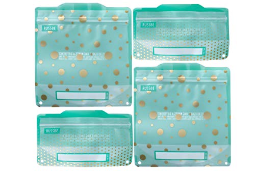 Russbe Metallic Polka Dot Reusable Snack & Sandwich Bags (Set of 4), Turquoise