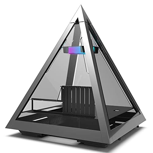 Azza CSAZ-804V Pyramid Innovative PC Case W/RGB Fan, Black