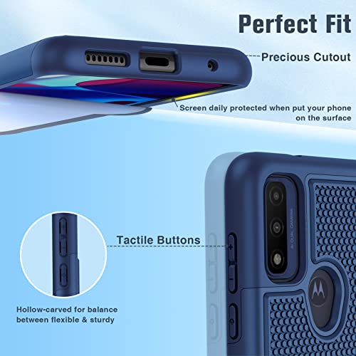 BNIUT for Motorola Moto G Pure Case: Dual Layer Protective Heavy Duty Cell Phone Cover Shockproof Rugged with Non Slip Textured Back - Military Protection Bumper Tough - 6.5inch (Navy Blue)