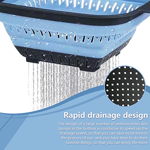 Esmartlife Silicone Colanders - 2 Collapsible Colanders (Strainers), Sizes9" - 3 Quart and 8" - 2Quart -Colander Strainer, Space-save Silicone Kitchen Foldable Food Strainer