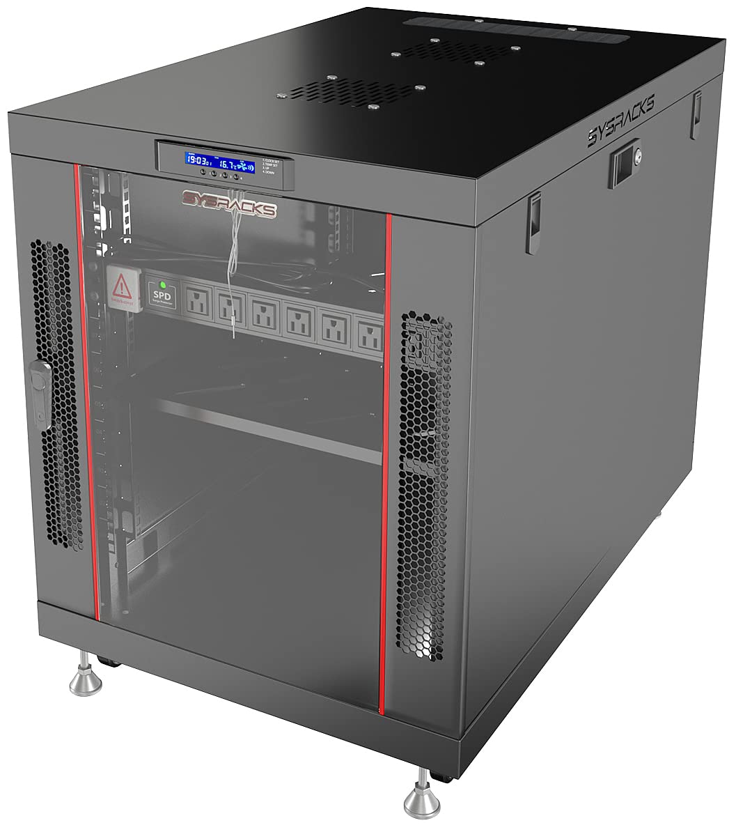 Sysracks 12U 35inch Deep Server Rack Cabinet It Enclosure Premium Series Data It Locking Under Desk Network Rack with Wheels PDU and Other Accessories