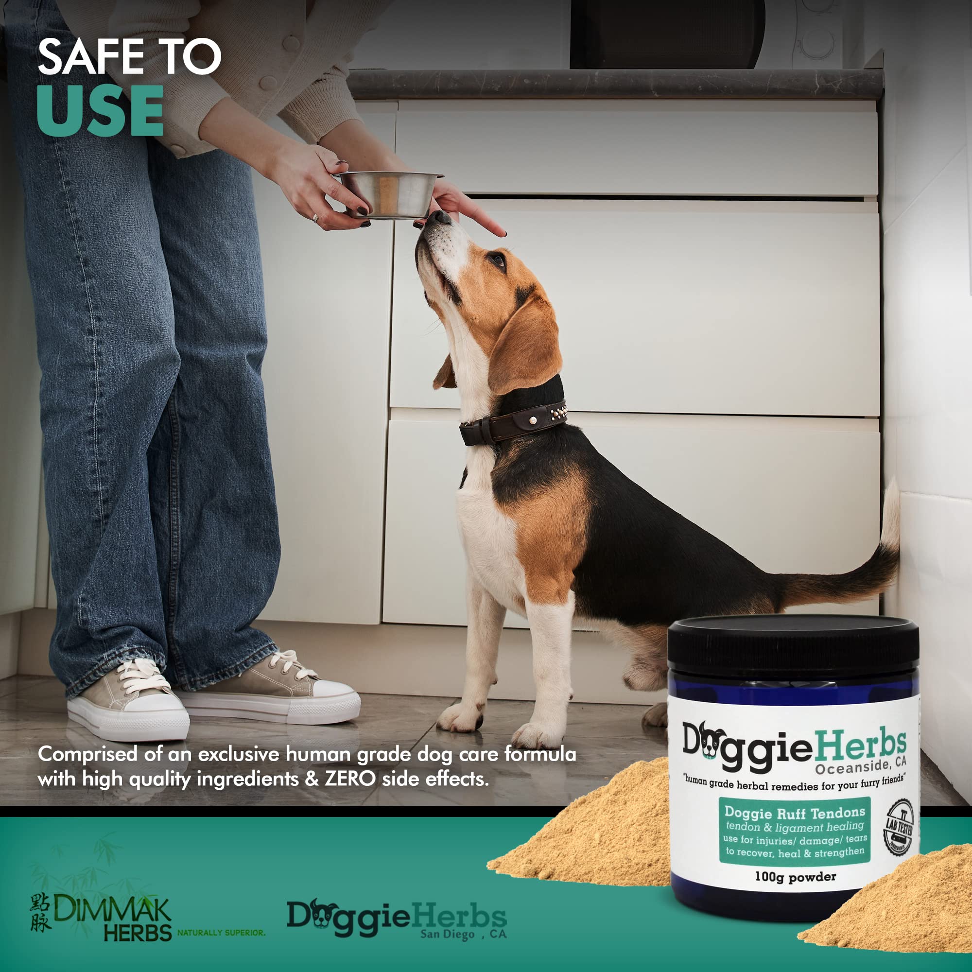 Dog Ligament and Tendon Healing - All Natural Human Grade Dog Tendon and Ligament Supplement β Powder Herbal Blend β 100g by Doggie Herbs