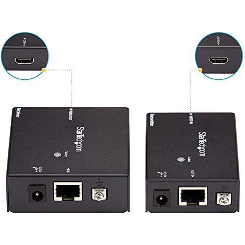 StarTech.com HDMI over CAT5e / CAT6 Ethernet Extender w/ HDBaseT, 4K@115ft, 1080p@230ft, HDMI Video Transmitter/Receiver Kit, TAA