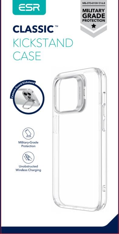 ESR Classic Kickstand Case Compatible with iPhone 14 Pro Max Case, Clear Case with Stand, Military-Grade Protection, Built-in Camera Ring Stand, Scratch-Resistant Acrylic Back, Clear