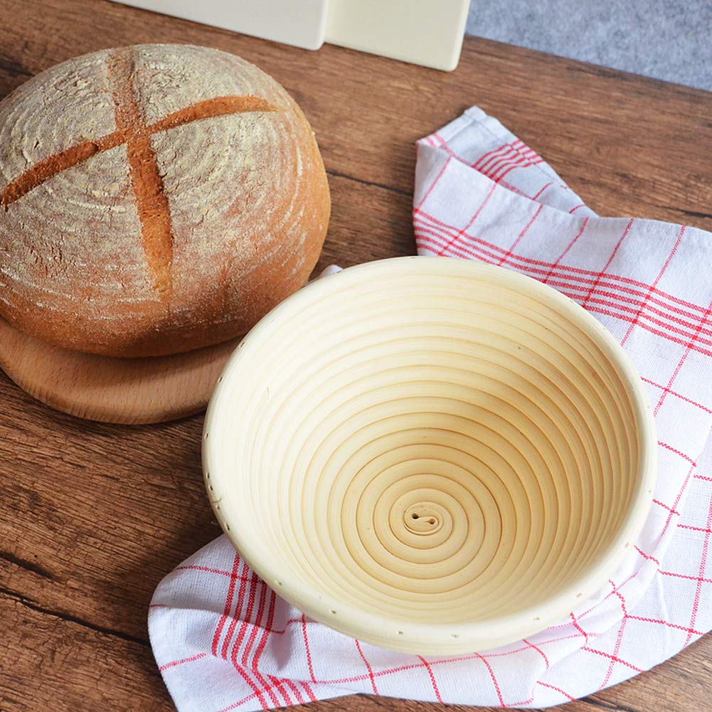 CANDeal Round 8 inch 22cm Banneton Proofing Basket Bread Proofing Rattan Bowl For 800g Dough with Free Liner