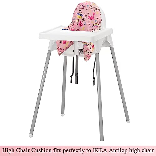 High Chair Cushion with Cover for IKEA Antilop High Chair, MISSEIAR Wooden High Chair Pad Pillow, Cushion Insert for Replacement, Built-in Inflatable Cushion (Pink)