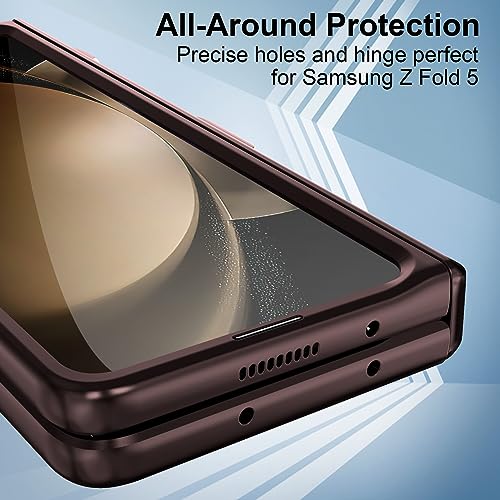 GOHHME for Samsung Galaxy Z Fold 5 Case with Magnetic Hinge Protection S Pen Holder Built-in Screen Protector Adjustable Stand, Camera Protection & Luxury Shockproof Thin Hard PC Cover (Burgundy)